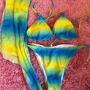 Swim | Vibrant Blue And Yellow Bikini Set | Poshmark